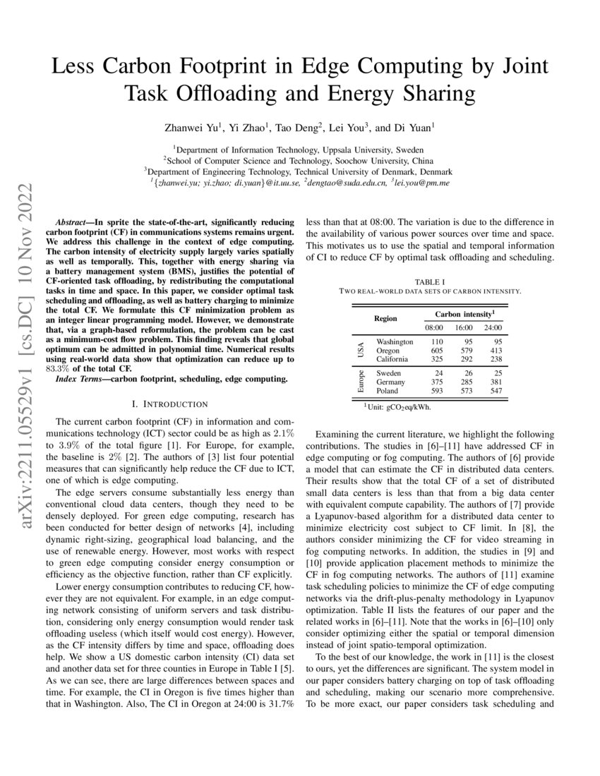 Less Carbon Footprint In Edge Computing By Joint Task Offloading And 6280