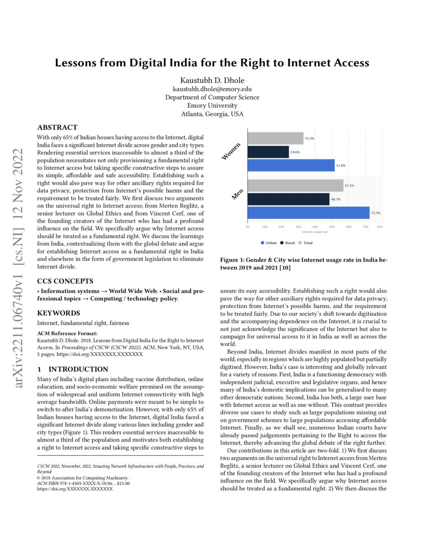 Lessons from Digital India for the Right to Internet Access | DeepAI