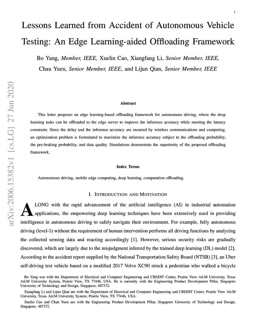 Lessons Learned from Accident of Autonomous Vehicle Testing: An Edge ...