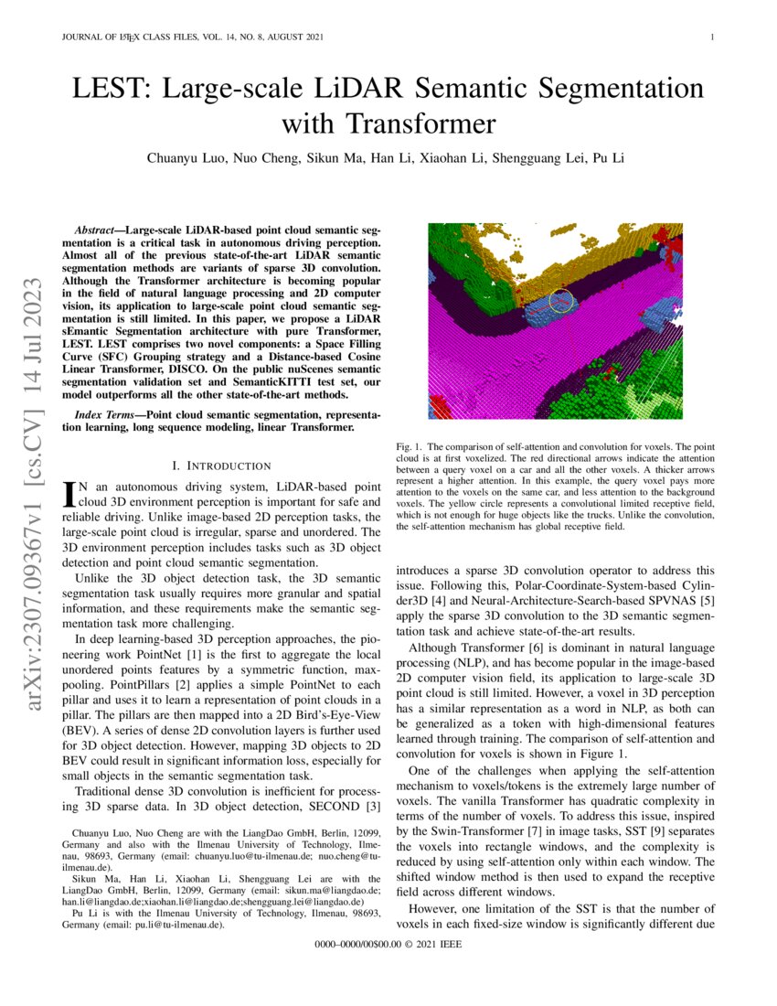 Lest Large Scale Lidar Semantic Segmentation With Transformer Deepai 