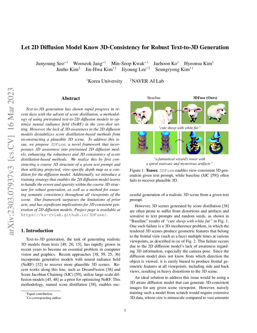 Let 2D Diffusion Model Know 3D-Consistency for Robust Text-to-3D Generation | DeepAI