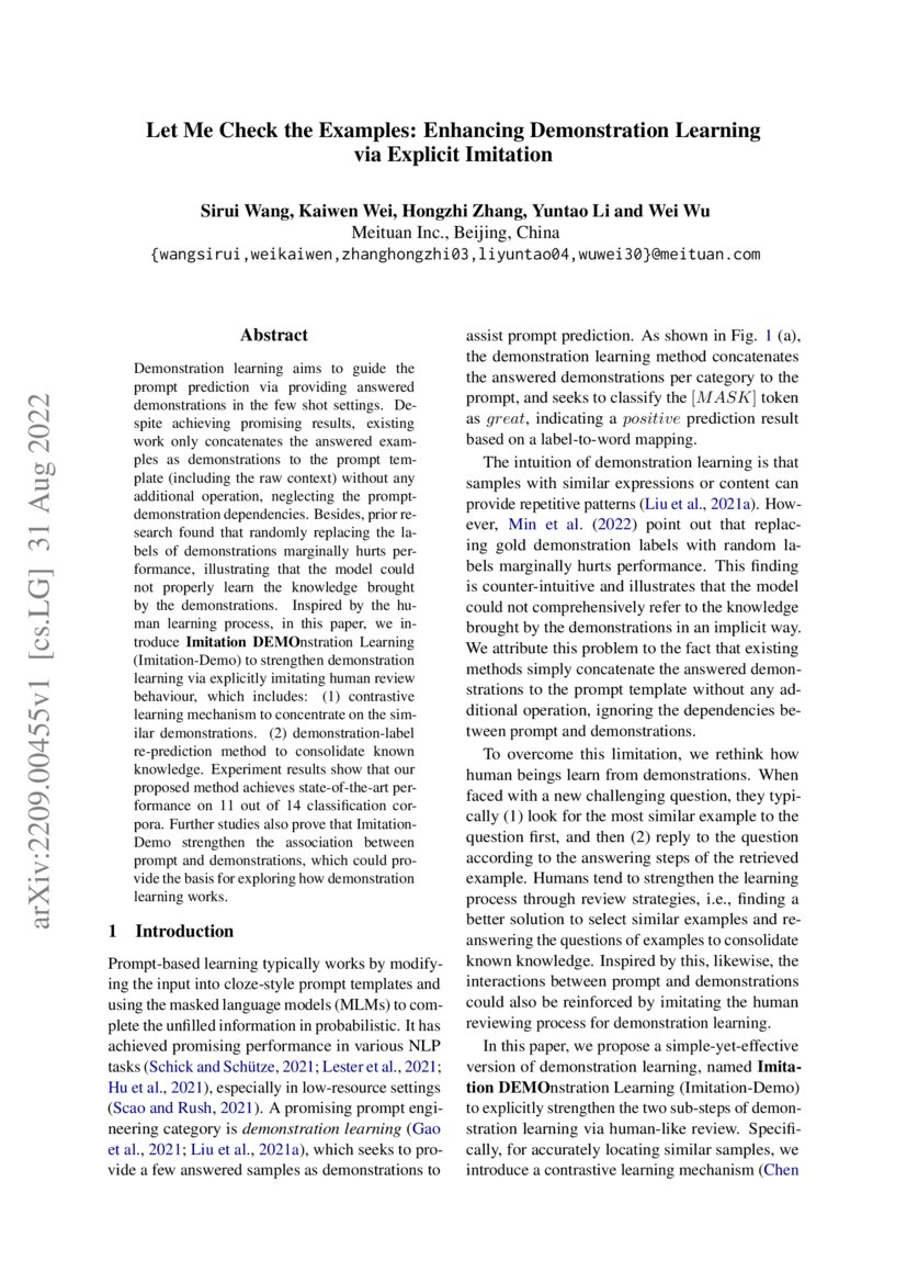 Let Me Check the Examples: Enhancing Demonstration Learning via Explicit Imitation | DeepAI