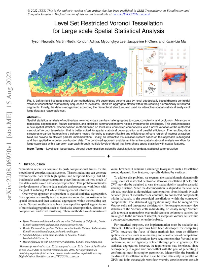 Level Set Restricted Voronoi Tessellation for Large scale Spatial ...
