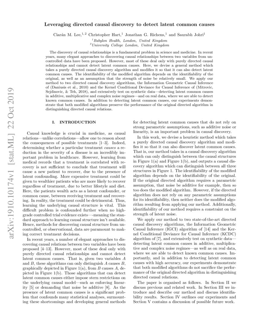 Leveraging Directed Causal Discovery To Detect Latent Common Causes Deepai