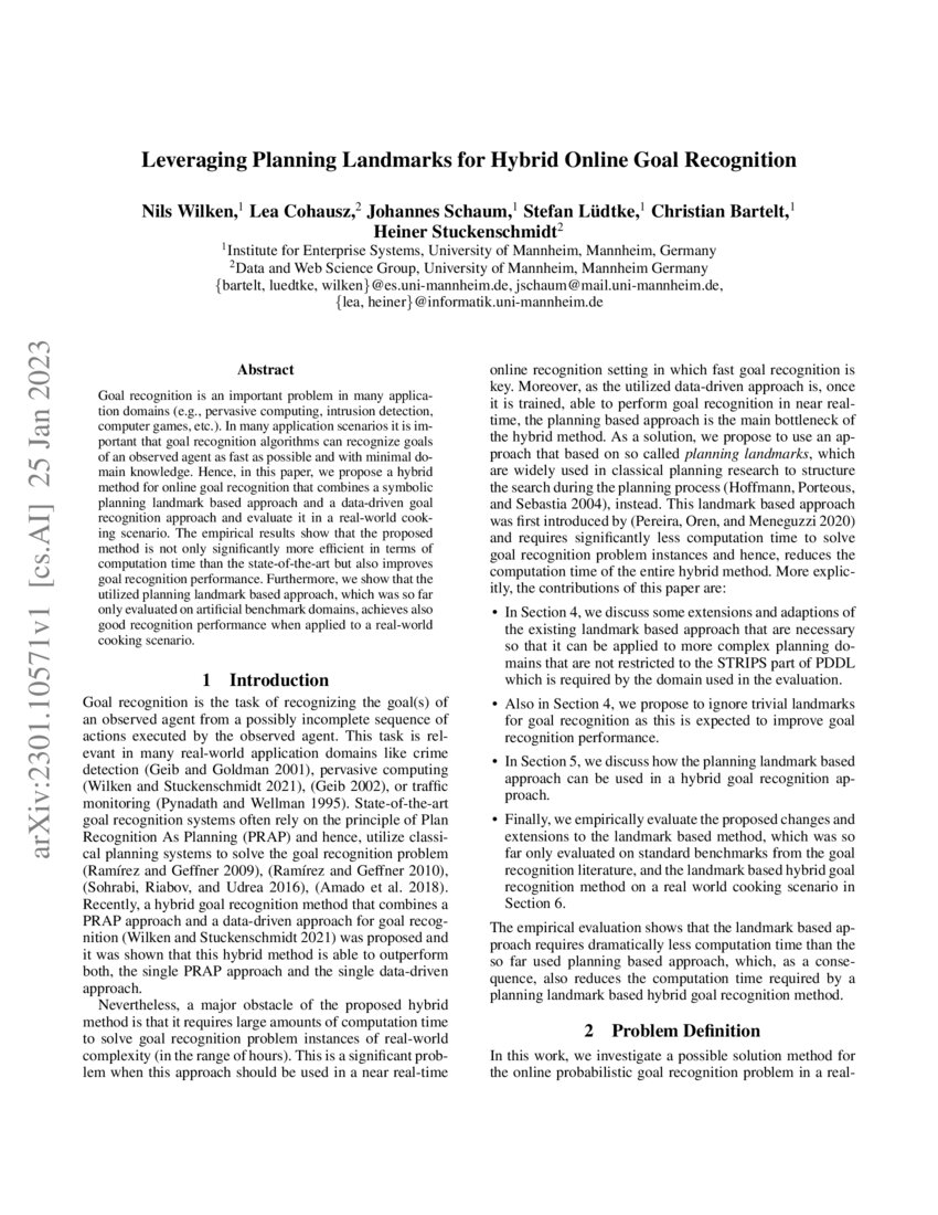 Leveraging Planning Landmarks for Hybrid Online Goal Recognition | DeepAI