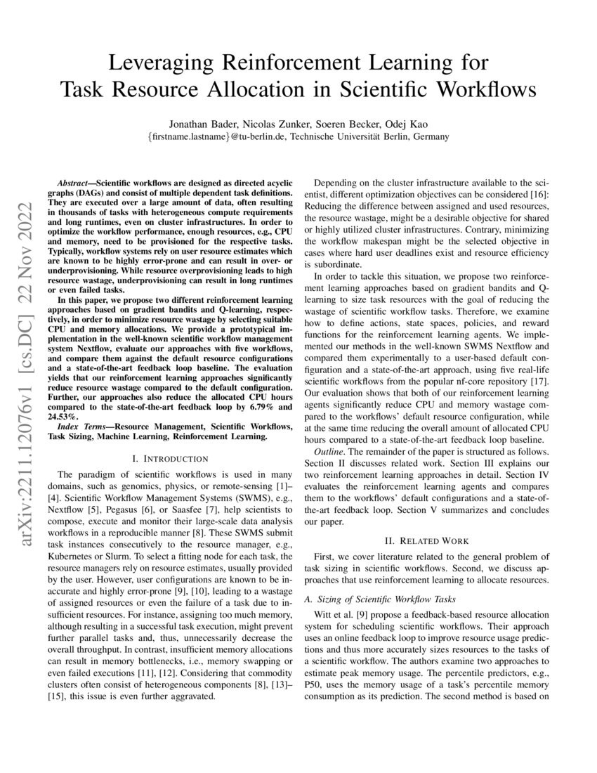 Leveraging Reinforcement Learning for Task Resource Allocation in ... Leveraging Reinforcement Learning for Task Resource Allocation in ...