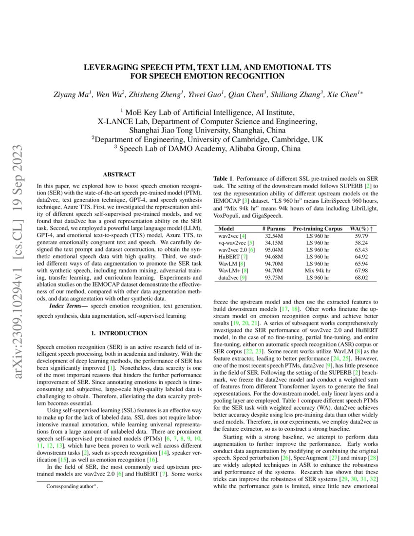 Leveraging Speech PTM, Text LLM, and Emotional TTS for Speech Emotion ...