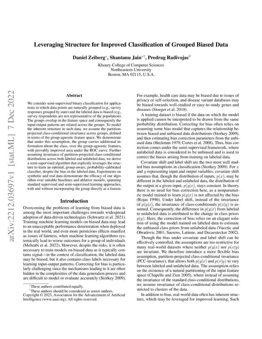 Leveraging Structure for Improved Classification of Grouped Biased Data ... Leveraging Structure for Improved Classification of Grouped Biased Data ...