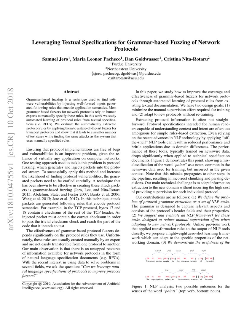 Leveraging Textual Specifications For Grammar Based Fuzzing Of Network Protocols Deepai