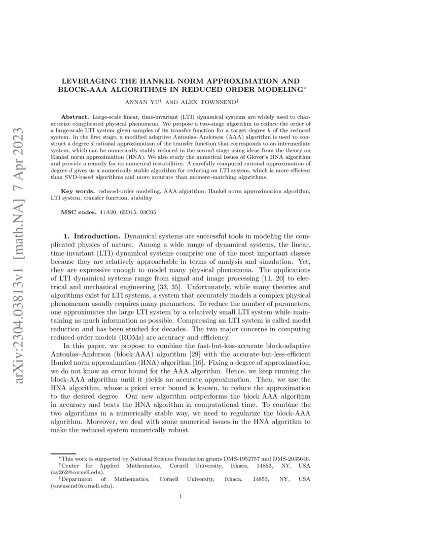 Leveraging The Hankel Norm Approximation And Block Aaa Algorithms In Reduced Order Modeling Deepai