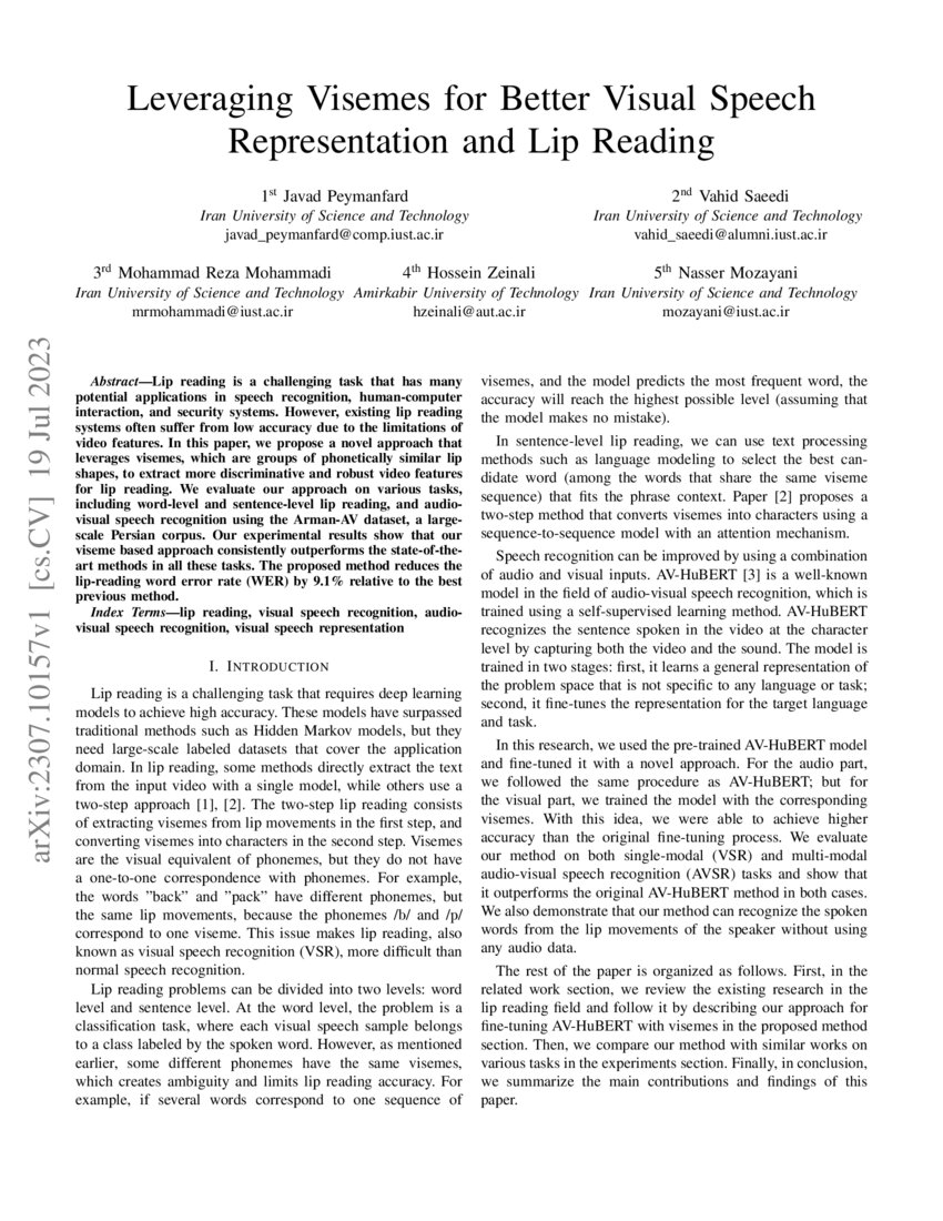 Leveraging Visemes for Better Visual Speech Representation and Lip ...