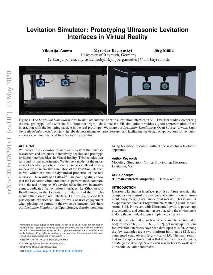 Levitation Simulator: Prototyping Ultrasonic Levitation Interfaces in ...