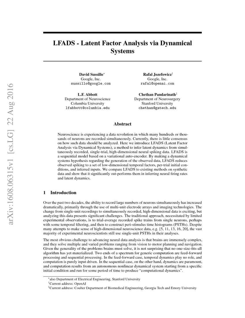 LFADS - Latent Factor Analysis via Dynamical Systems | DeepAI