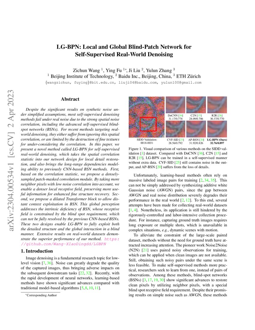 LG-BPN: Local and Global Blind-Patch Network for Self-Supervised Real ...