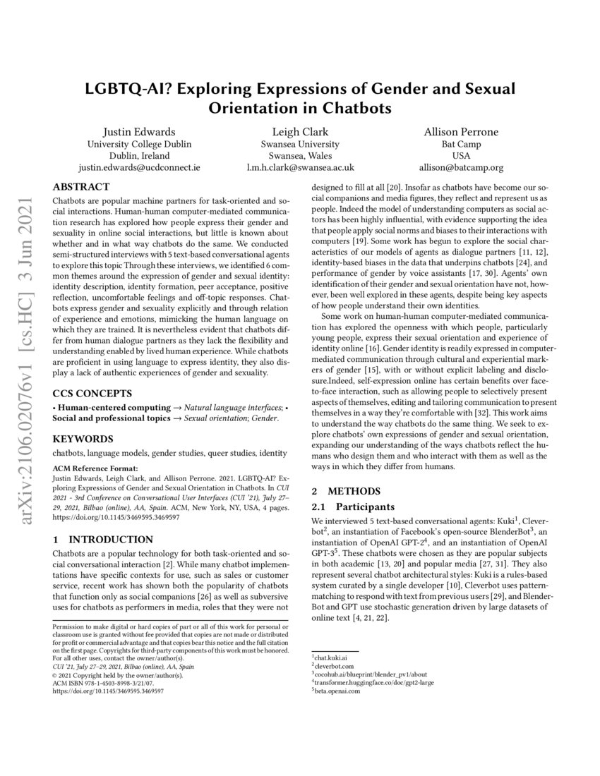 LGBTQ-AI? Exploring Expressions of Gender and Sexual Orientation in ...