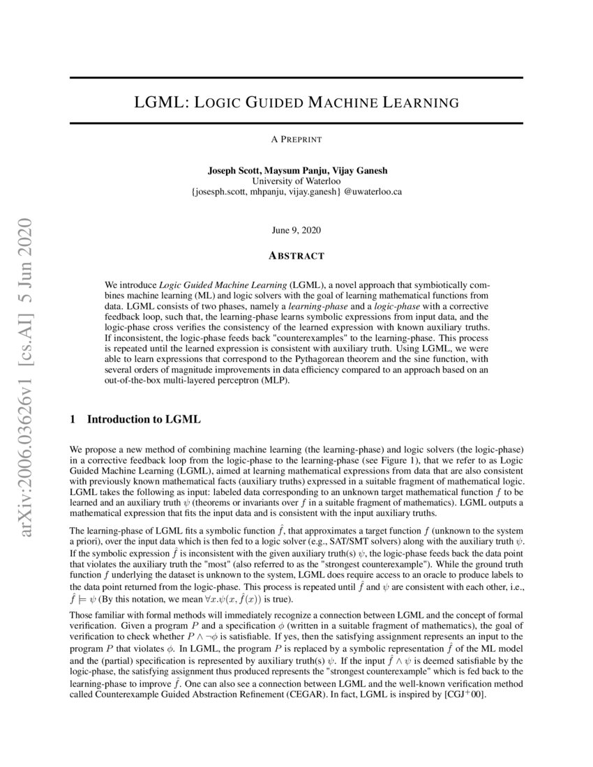 LGML: Logic Guided Machine Learning | DeepAI