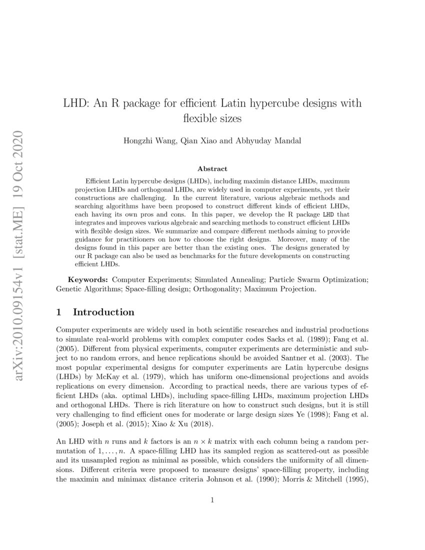 Musings about Constructions of Efficient Latin Hypercube Designs with ...