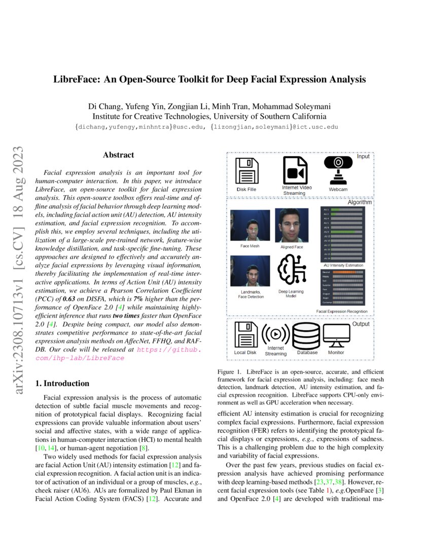 Libreface An Open Source Toolkit For Deep Facial Expression Analysis