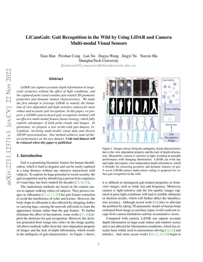 Licamgait Gait Recognition In The Wild By Using Lidar And Camera Multi