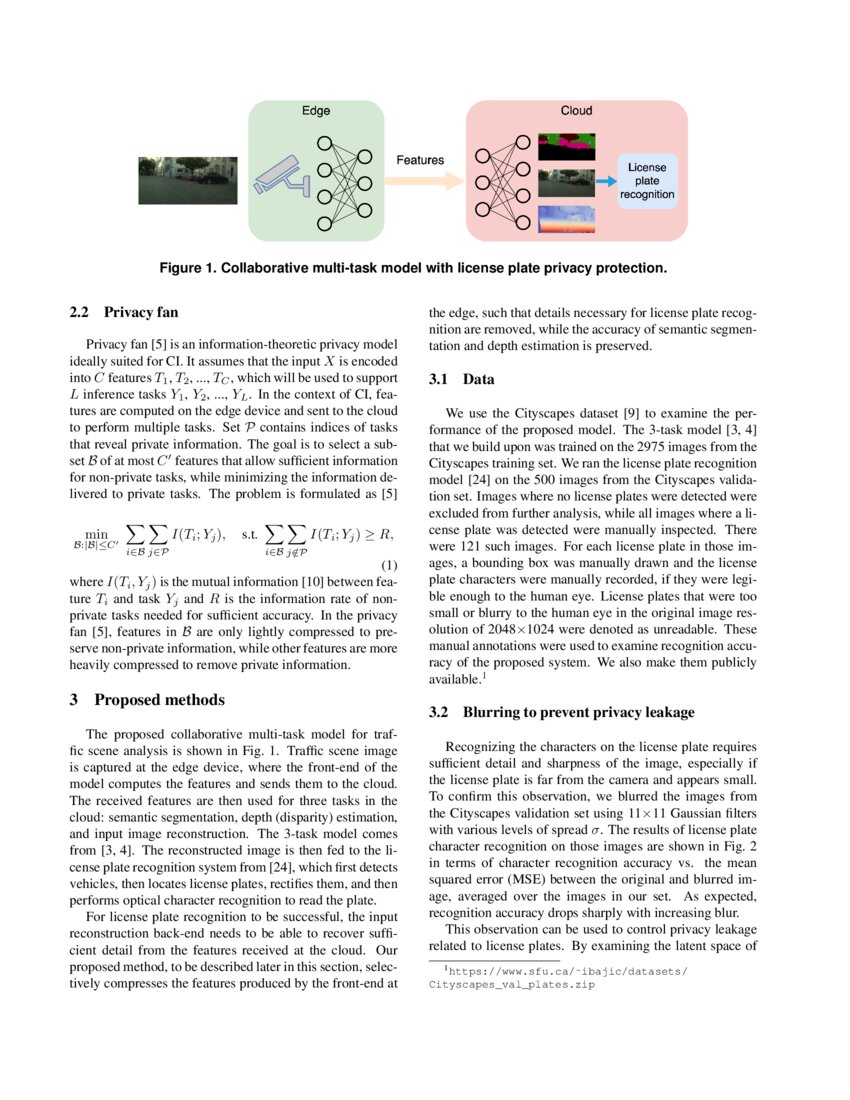 License Plate Privacy in Collaborative Visual Analysis of Traffic Scenes | DeepAI
