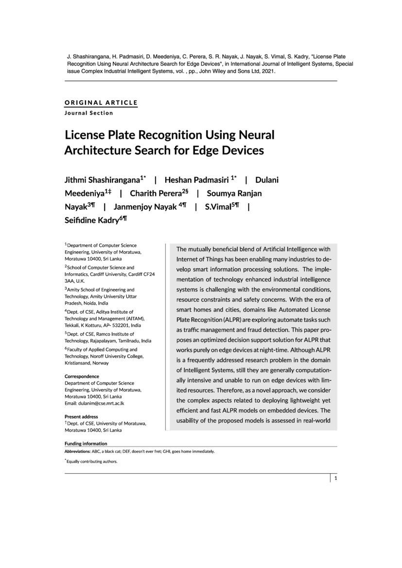 License Plate Recognition Using Neural Architecture Search For Edge