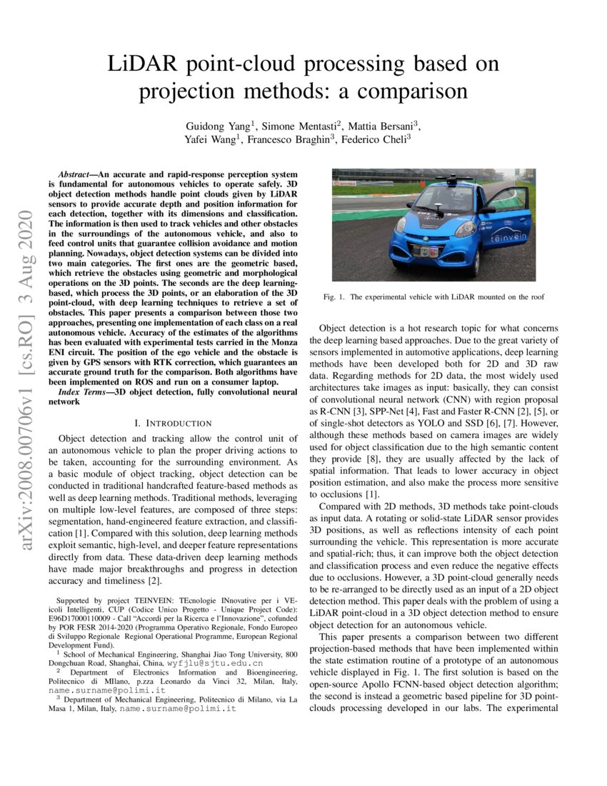 Lidar Point Cloud Processing Based On Projection Methods A Comparison