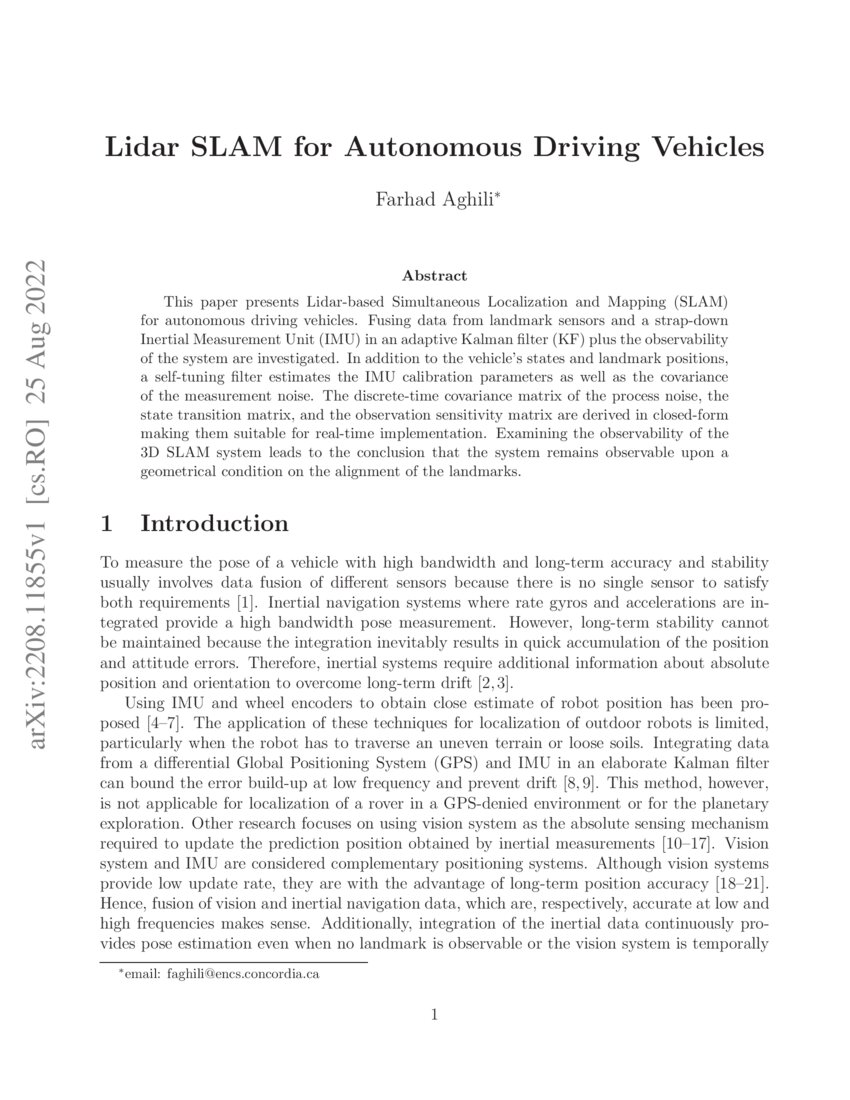 Lidar Slam For Autonomous Driving Vehicles Deepai