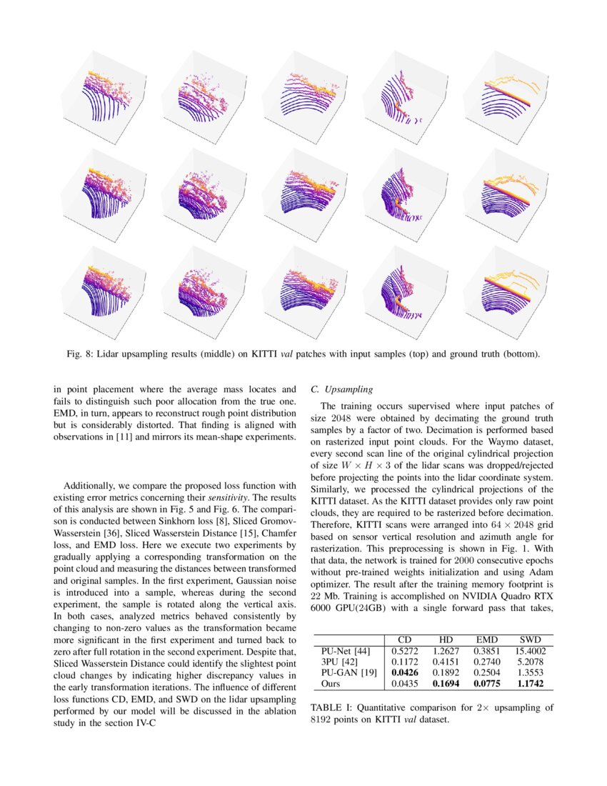 Lidar Upsampling with Sliced Wasserstein Distance | DeepAI