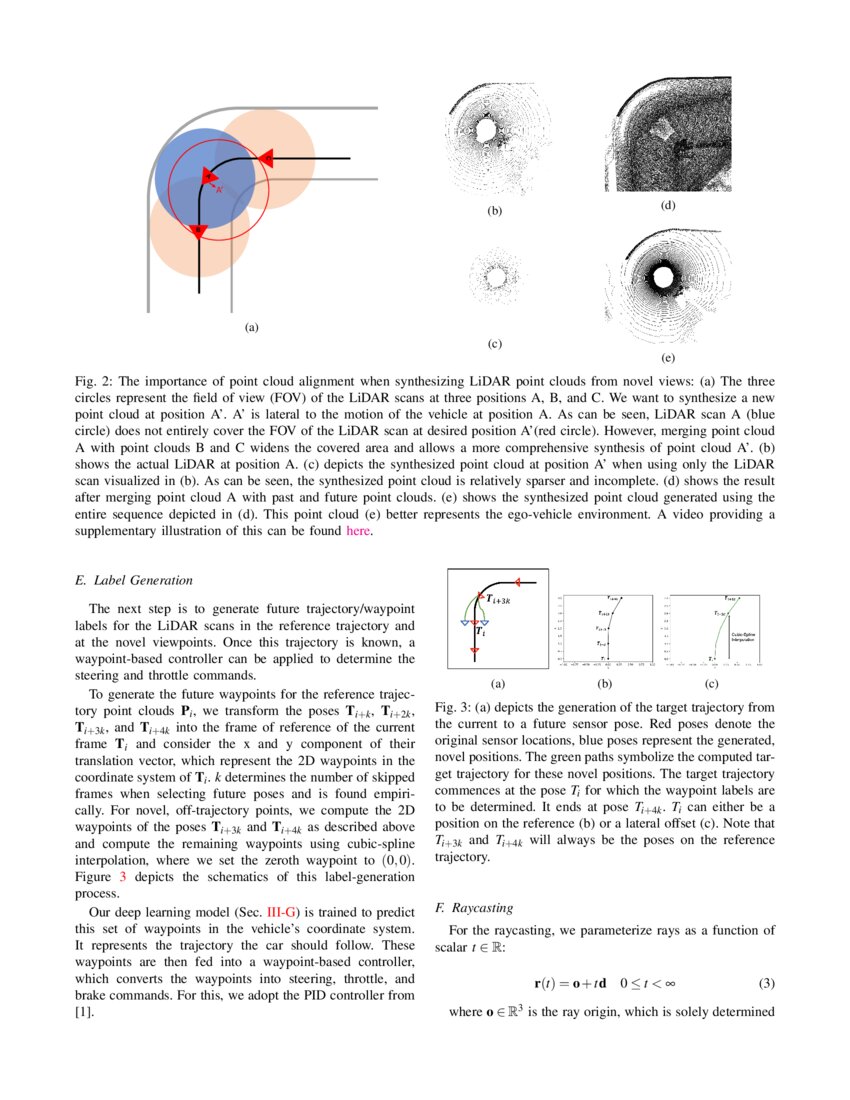 LiDAR View Synthesis for Robust Vehicle Navigation Without Expert Labels | DeepAI