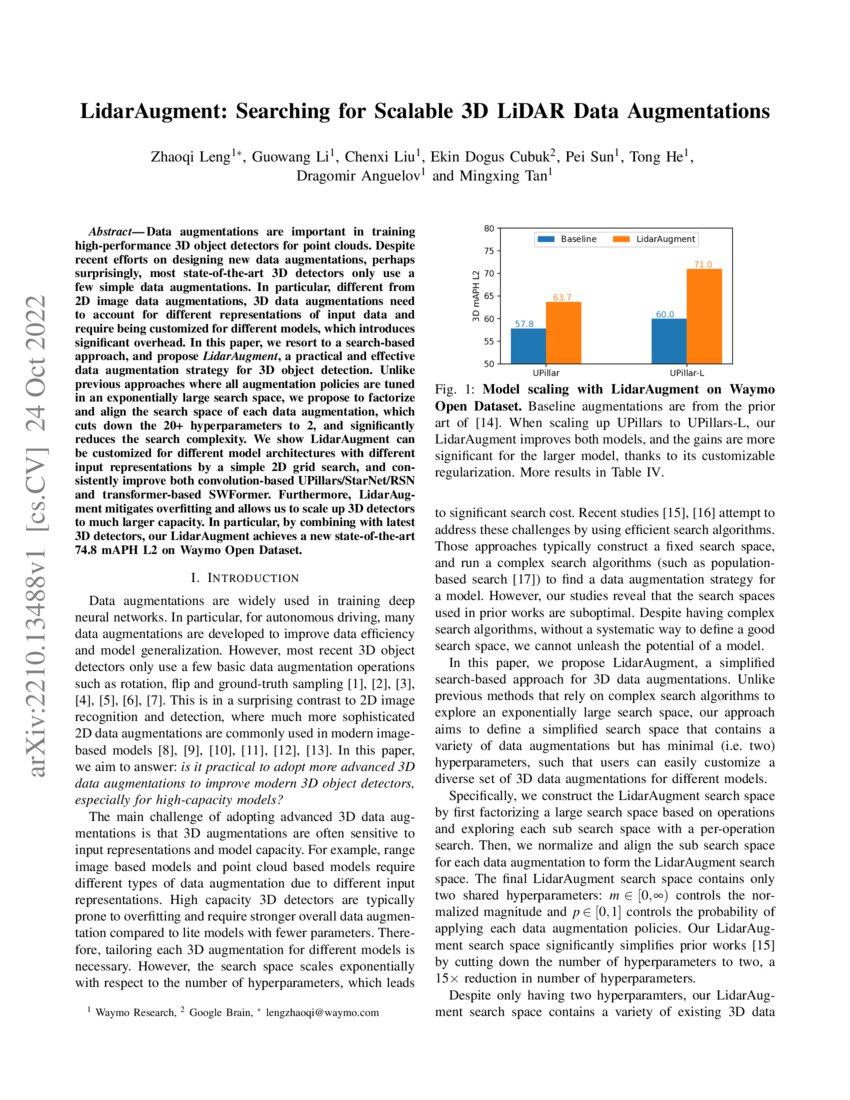 Lidaraugment Searching For Scalable 3d Lidar Data Augmentations Deepai 