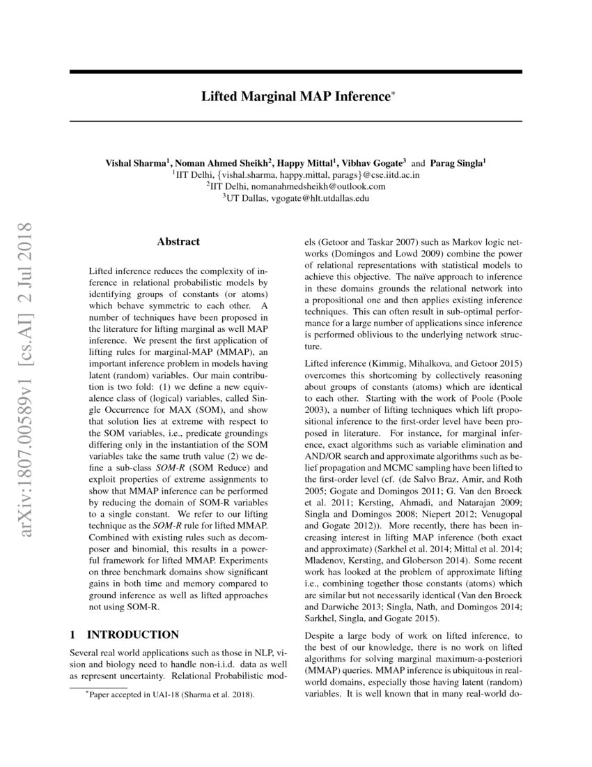 Lifted Marginal Map Inference Deepai