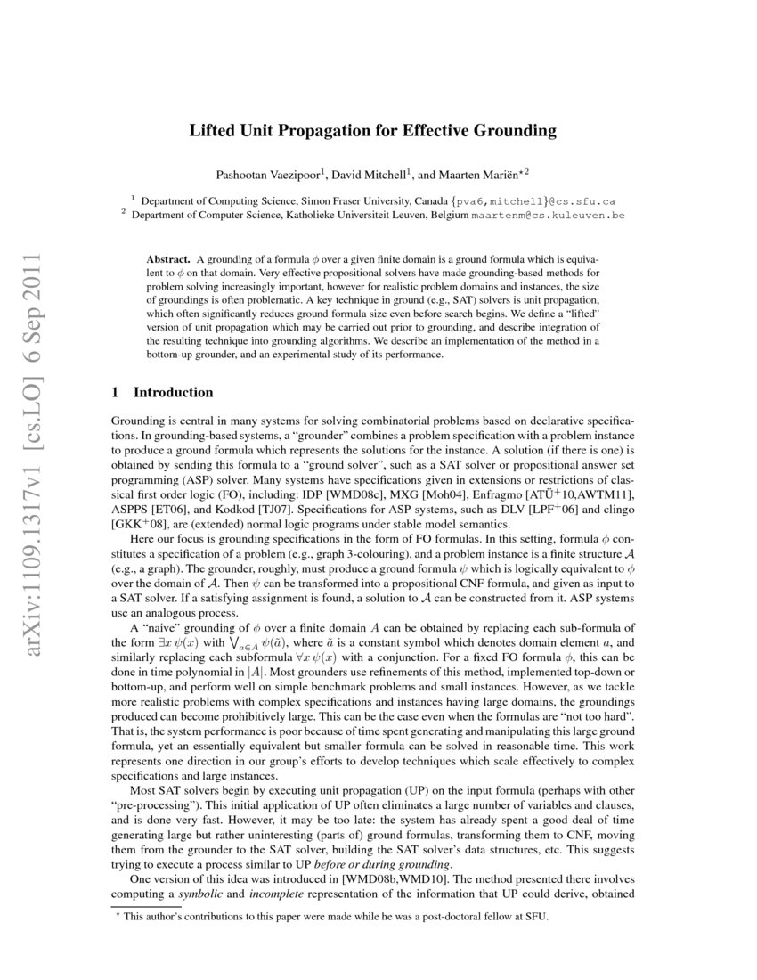 Lifted Unit Propagation for Effective Grounding | DeepAI