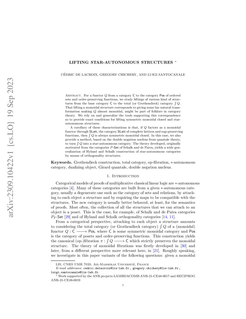 Lifting star-autonomous structures | DeepAI