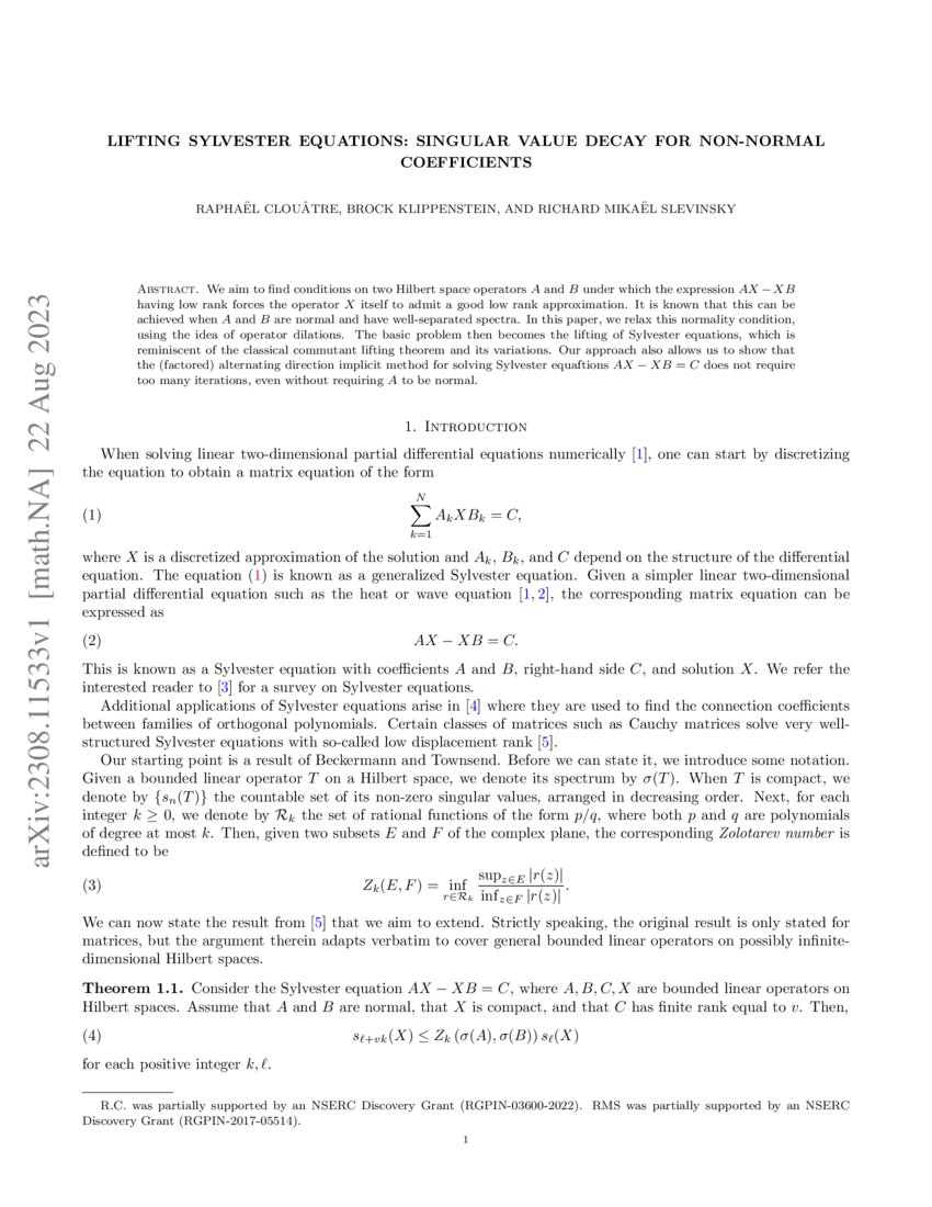Lifting Sylvester equations: singular value decay for non-normal ...