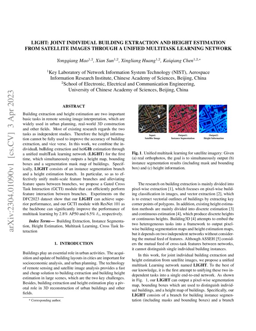 Light Joint Individual Building Extraction And Height Estimation From Satellite Images Through