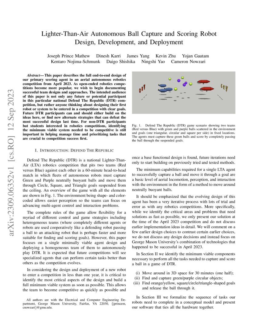 Lighter Than Air Autonomous Ball Capture And Scoring Robot Design