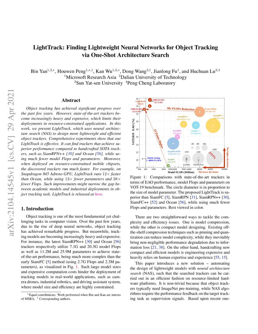 Lighttrack Finding Lightweight Neural Networks For Object Tracking Via One Shot Architecture