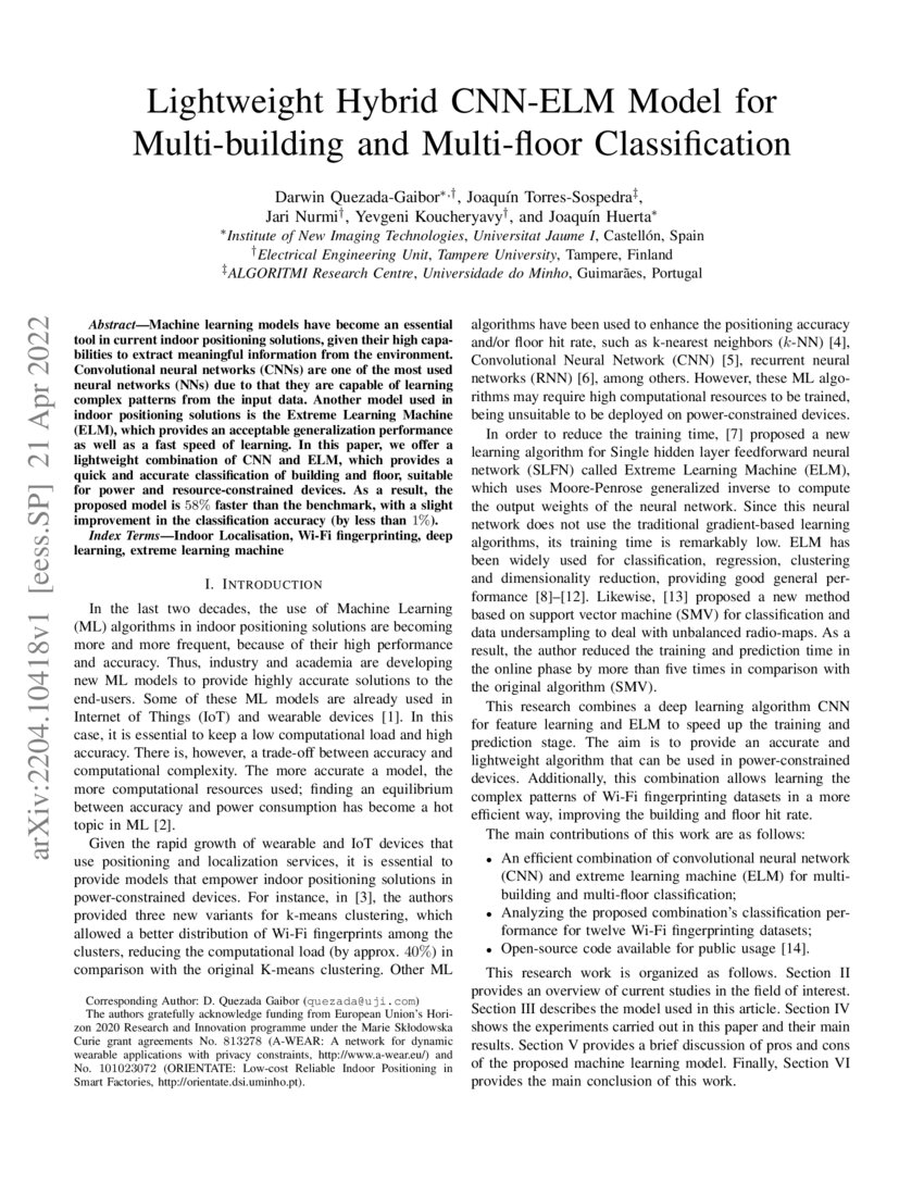 Lightweight Hybrid CNN-ELM Model for Multi-building and Multi-floor ... Lightweight Hybrid CNN-ELM Model for Multi-building and Multi-floor ...