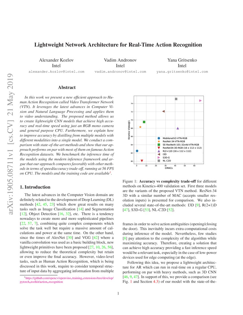 Lightweight Network Architecture for Real-Time Action Recognition | DeepAI
