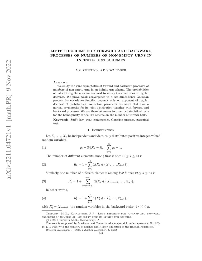Limit Theorems For Forward And Backward Processes Of Numbers Of Non