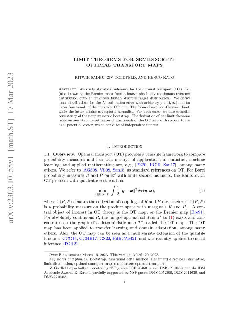 Limit theorems for semidiscrete optimal transport maps | DeepAI Limit theorems for semidiscrete optimal transport maps | DeepAI