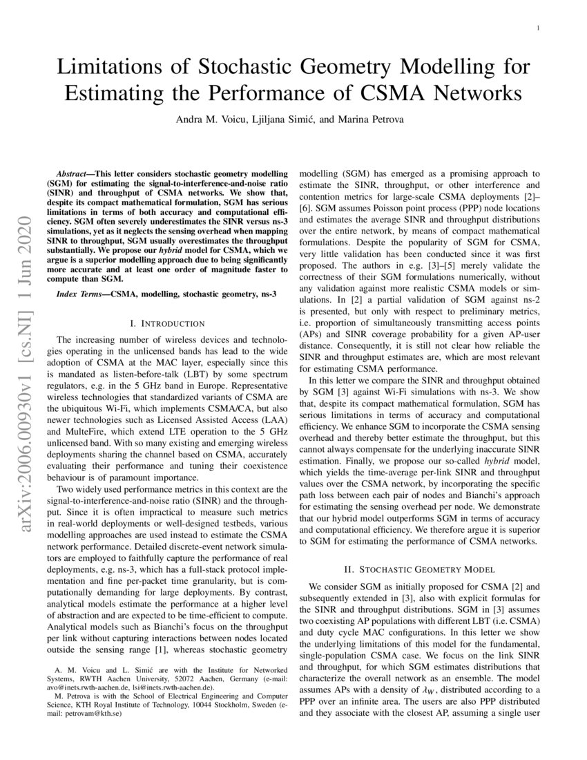 Limitations of Stochastic Geometry Modelling for Estimating the ...