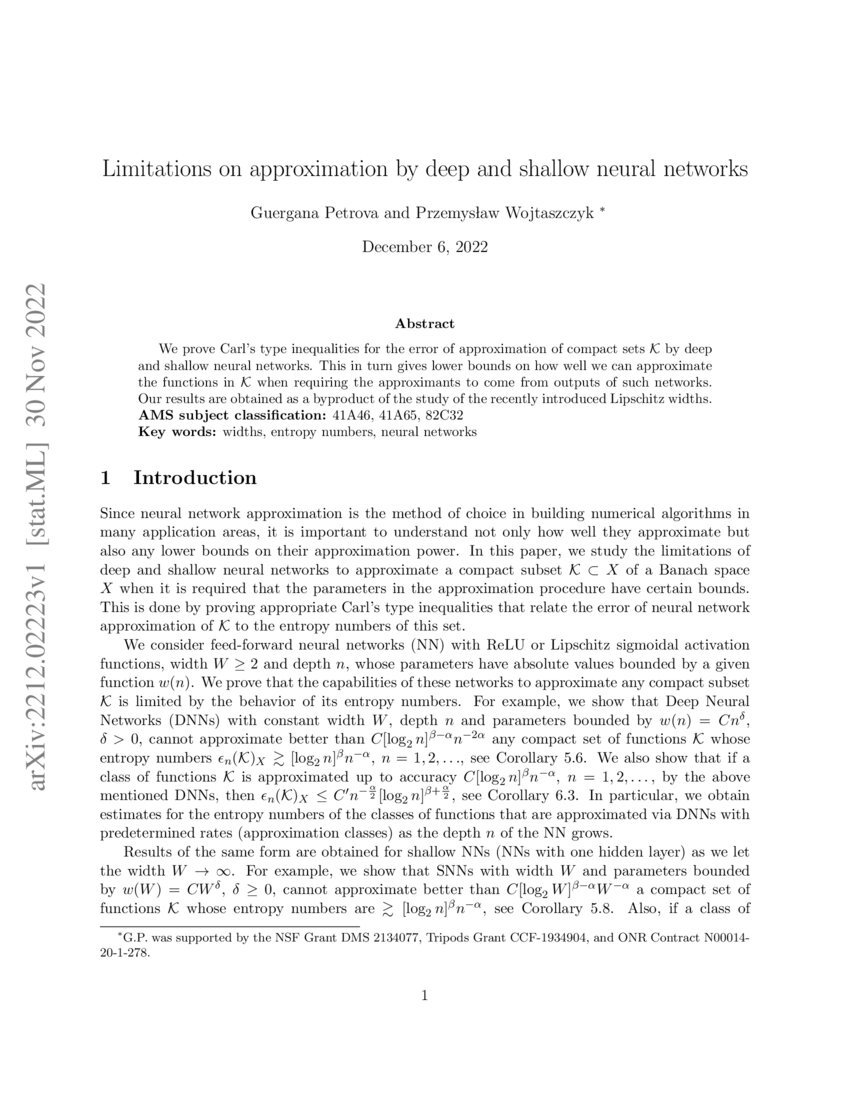 Limitations on approximation by deep and shallow neural networks | DeepAI