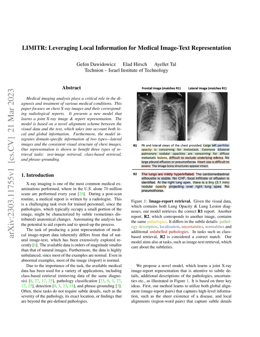 LIMITR: Leveraging Local Information for Medical Image-Text ...