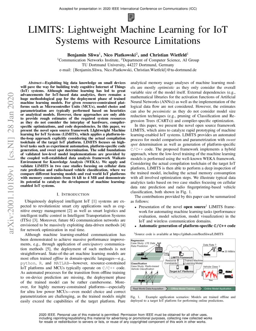 LIMITS: Lightweight Machine Learning for IoT Systems with Resource ...