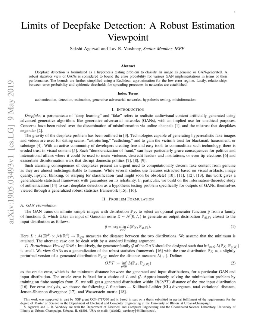 Limits of Deepfake Detection: A Robust Estimation Viewpoint | DeepAI