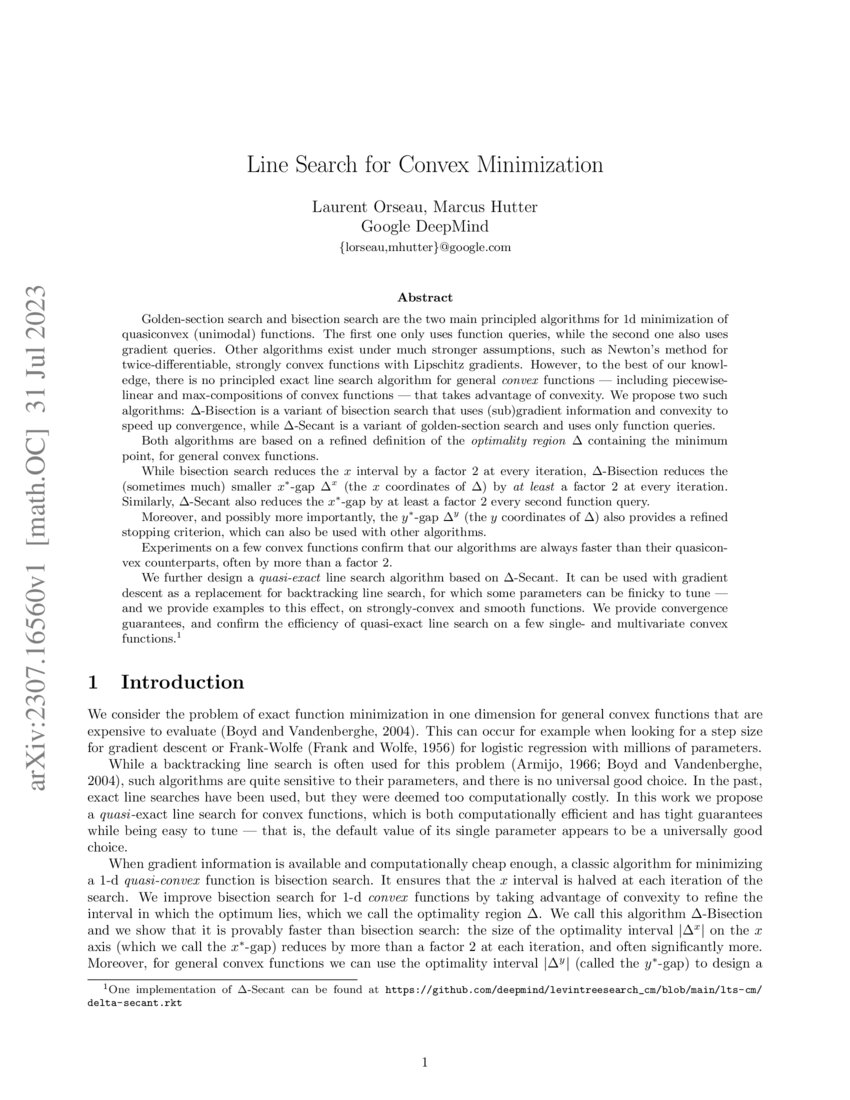 Line Search for Convex Minimization | DeepAI