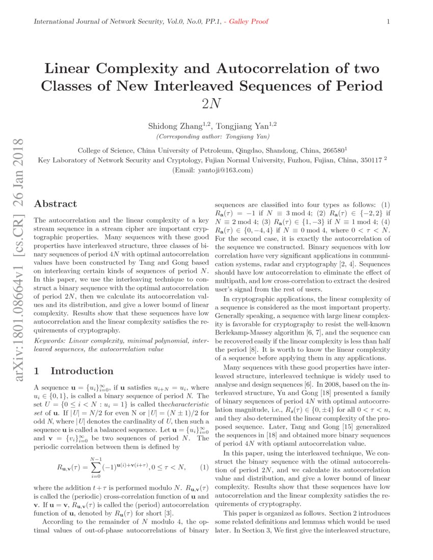 Linear Complexity And Autocorrelation Of Two Classes Of New Interleaved Sequences Of Period 2n