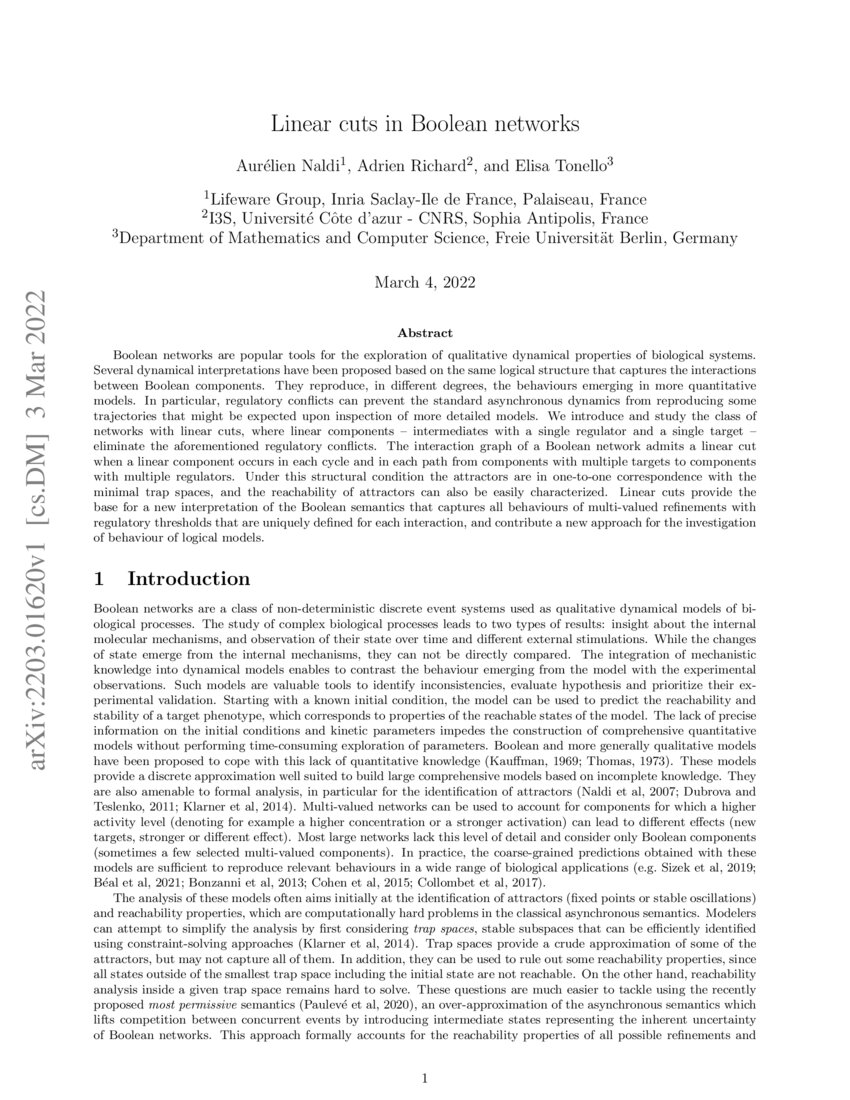 Linear Cuts In Boolean Networks Deepai 