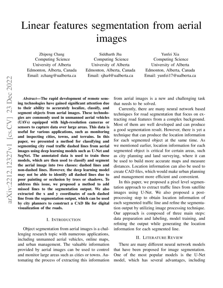 Linear features segmentation from aerial images | DeepAI